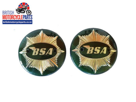 42-8105 BSA A7 Tank Badges - Green & Gold - Pair - British Motorcycle ...