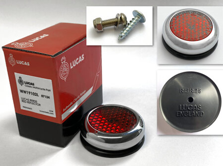 57124 Lucas Round Red Reflector RER25 - 02-1503 - British Motorcycle ...