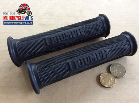 97-0230 Handlebar Grips 1" Triumph Pre-Unit - Logo PAIR - British ...